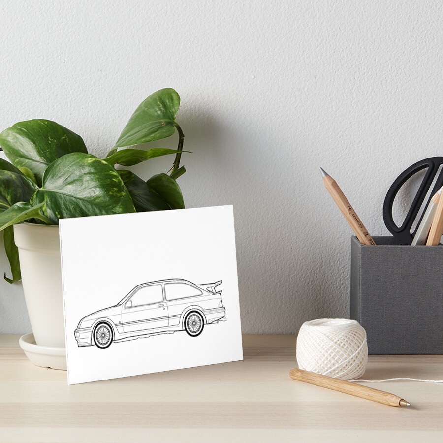 "Ford Sierra RS Cosworth Outline drawing" Art Board Print by ...