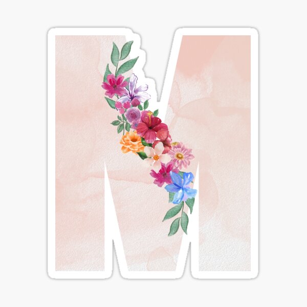 "Letter M pink floral watercolor design" Sticker for Sale by Pagsibol ...