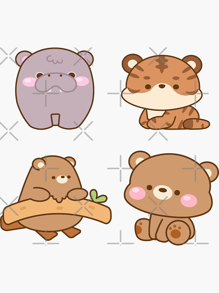 "Hippo-Tiger-Beaver-Bear" Sticker for Sale by SanoBeanFamily | Redbubble