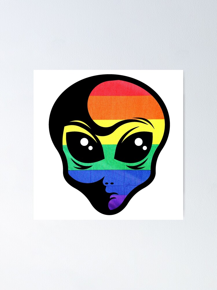 "Rainbow Pride Flag Alien Head" Poster for Sale by BuzzySpaceBee ...
