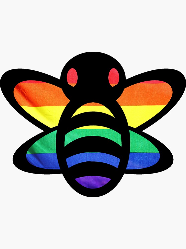 "Rainbow Pride Flag Bee" Sticker for Sale by BuzzySpaceBee | Redbubble
