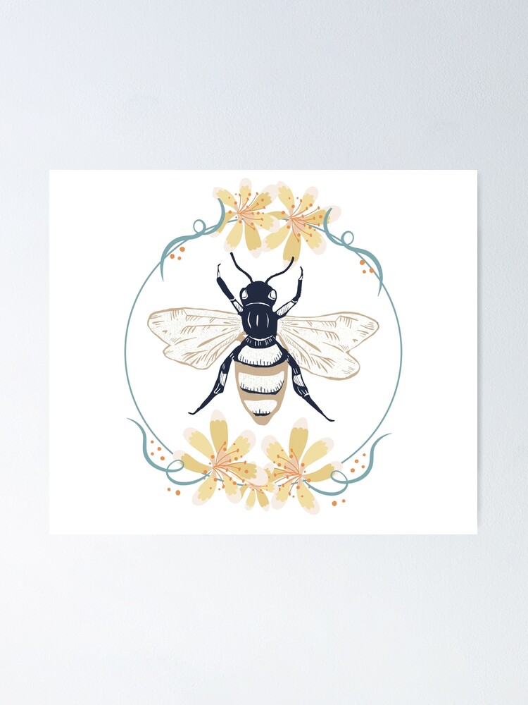 "vintage Manchester worker bee - flower manchester bee" Poster for Sale ...