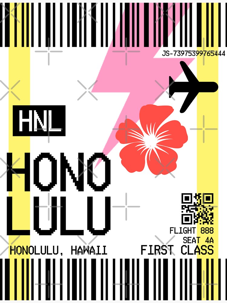 "HONOLULU plane ticket" Sticker for Sale by juliasantos5 | Redbubble