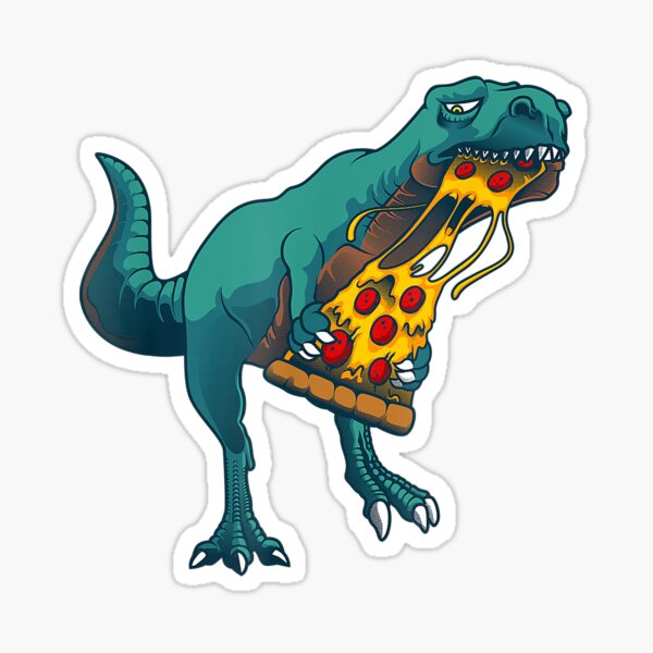"Funny Dinosaur Art For Men Women Dinosaur Pizza Slice Lover" Sticker ...