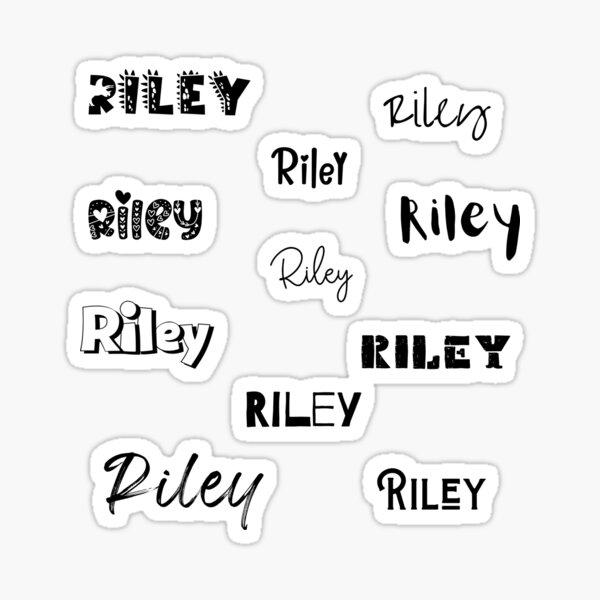 "Riley in 10 different fonts" Sticker by magleen | Redbubble