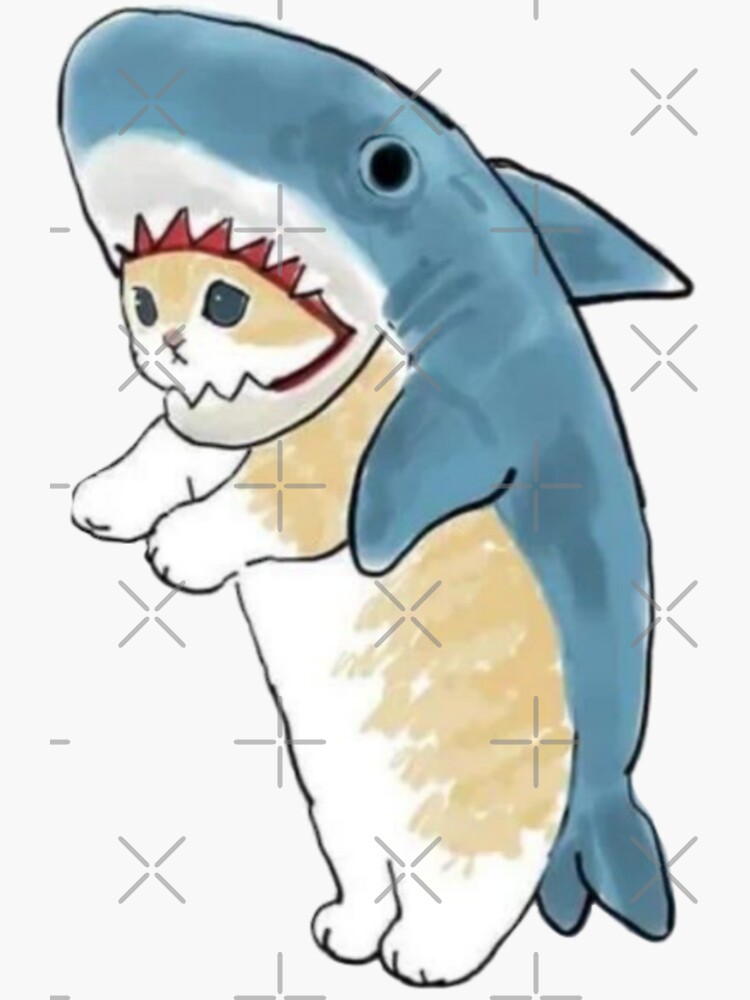 "Sharkcat... Cute cat with a shark hat" Sticker for Sale by Loveartse ...