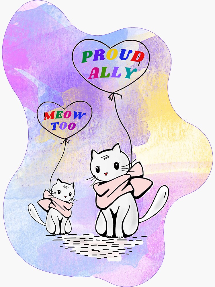 "Ally Cat Pride Ally ship" Sticker for Sale by Reevaanna | Redbubble