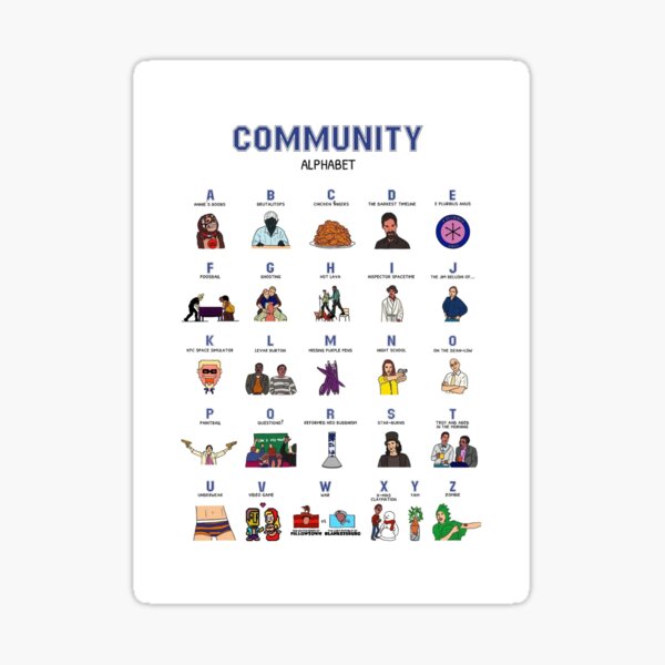 "Community Alphabet" Sticker for Sale by blakerbar278 | Redbubble