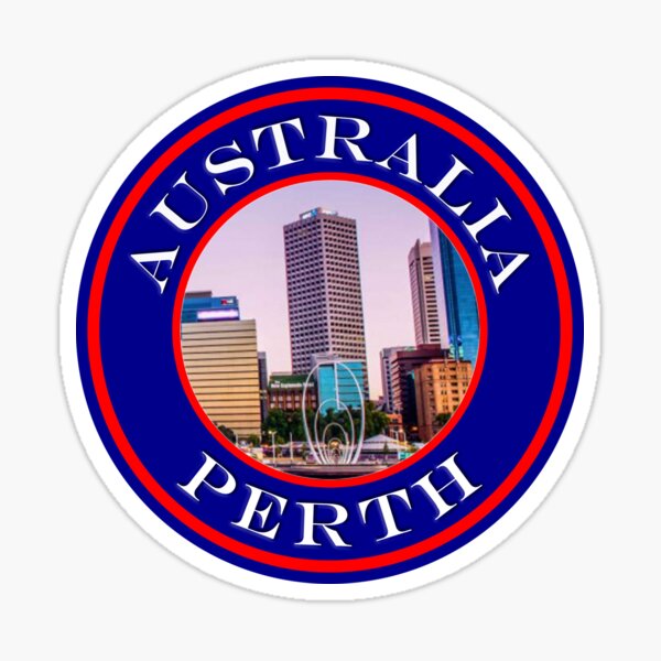 "Australia Perth Sunset Downtown - Passport Stamps Collection" Sticker ...