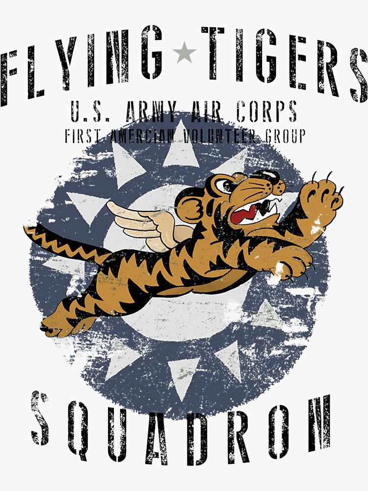 "Flying Tigers Squadron WWII Vintage InsigniaBACK PRINTED" Sticker by ...