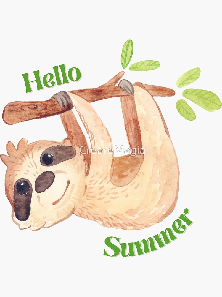 "Hello summer - Sloth" Sticker for Sale by CreareMagia | Redbubble