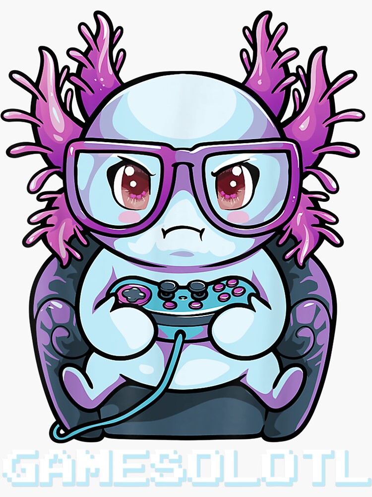 " Gamesolotl Axolotl Gamer Fish Playing Video Games" Sticker for Sale ...