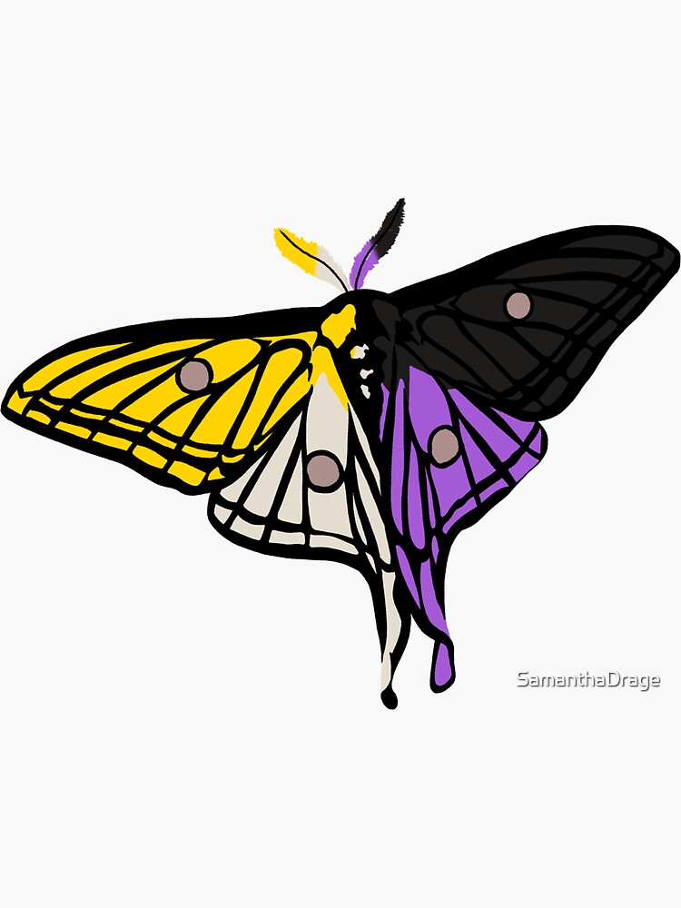 "Non-Binary Pride Moth" Sticker for Sale by SamanthaDrage | Redbubble