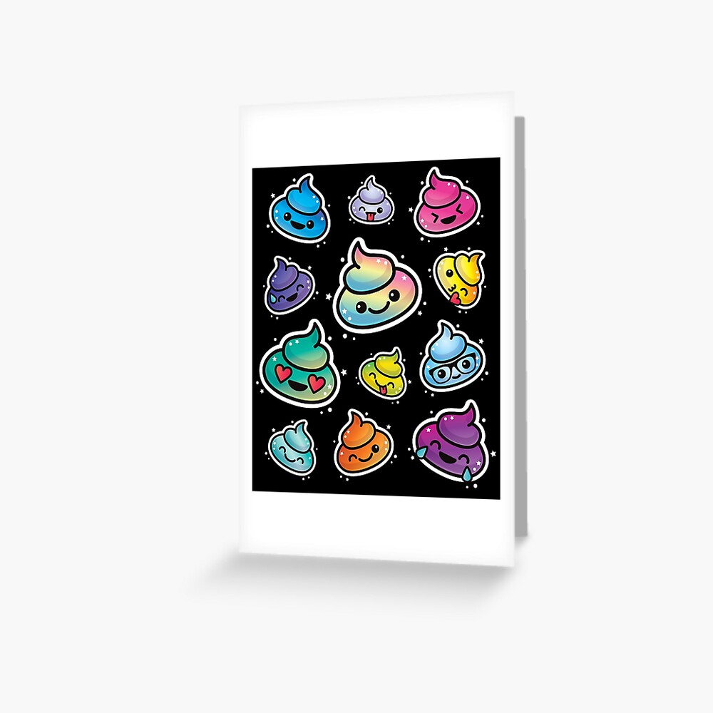 "Cute Poop Smiley: Girls & Boys Rainbow Smiley Faces" Greeting Card by ...