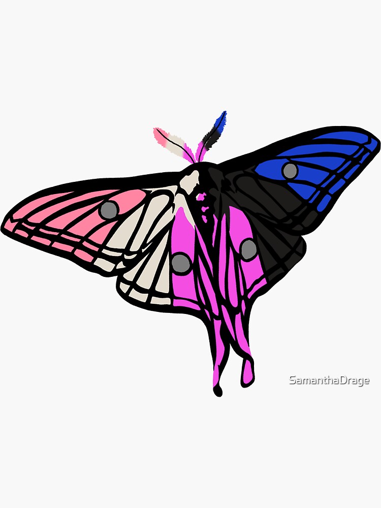 "Genderfluid Pride Moth" Sticker for Sale by SamanthaDrage | Redbubble