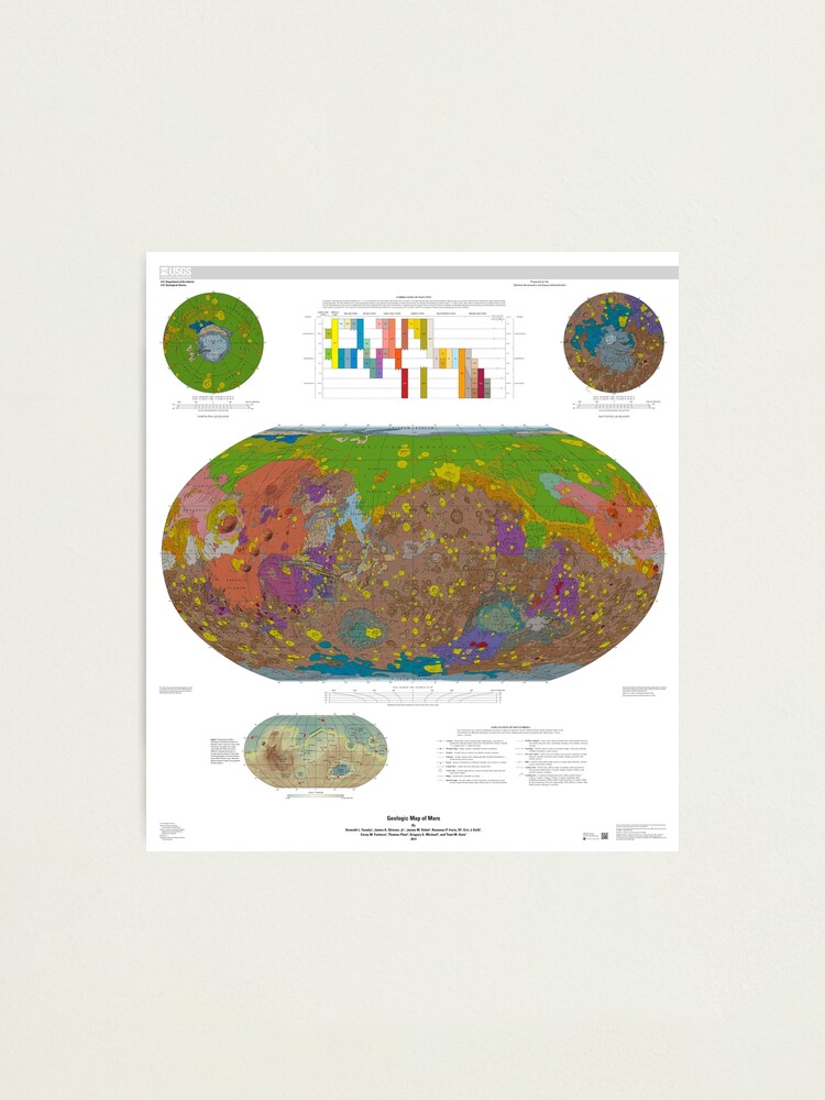 "Colorful False Color Map of Mars" Photographic Print for Sale by ...
