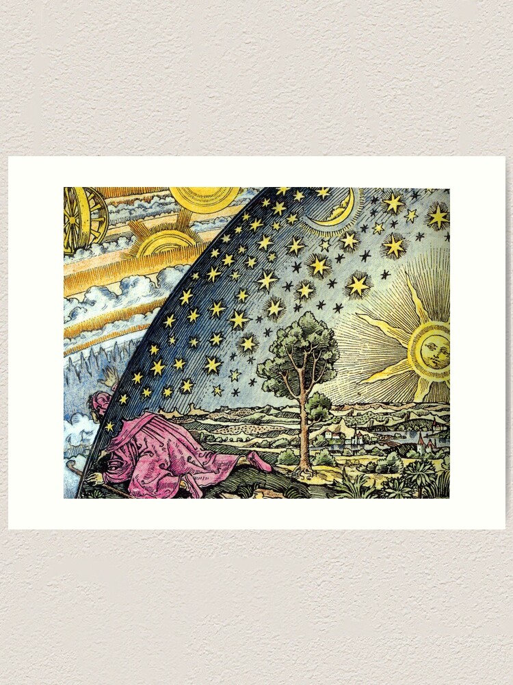 "Colorful Flammarion Engraving The Sun and the Stars" Art Print by ...