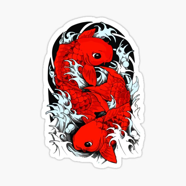 "Red Beautiful Koi Fish Tattoo " Sticker for Sale by Gavinstees | Redbubble