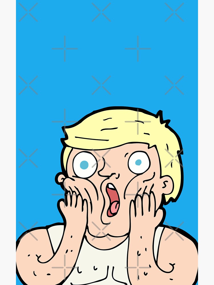 "Blue illustrated shocked man - illustration" Sticker for Sale by ...