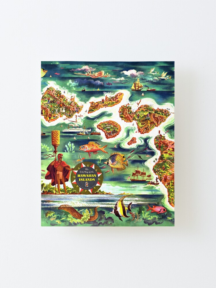 "Beautiful Vintage Hawaii Islands Picture Map 1950. HQ Map. The Dole ...