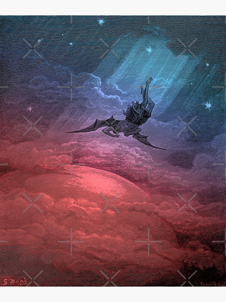 "High Resolution Gustave Doré Illustration The Fall of Satan Tinted ...