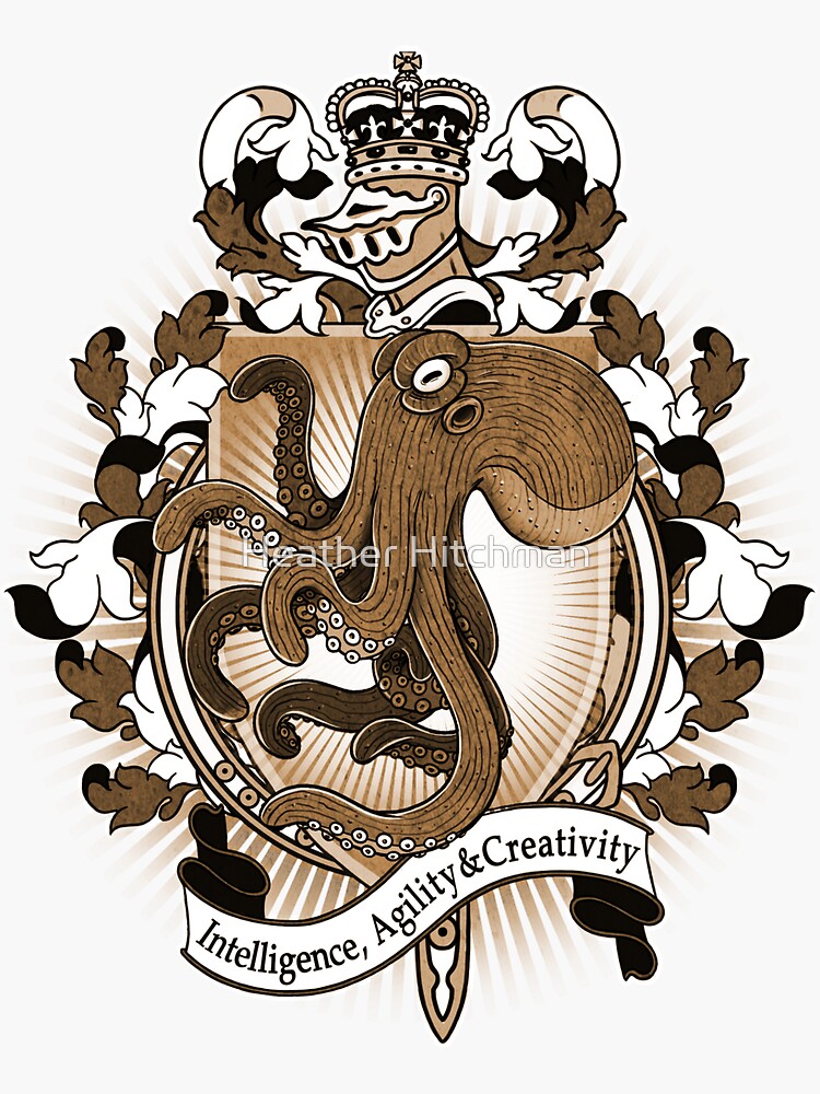 "Octopus Coat Of Arms Heraldry" Sticker by helloheath | Redbubble