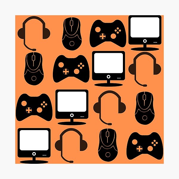 "Gaming-Design mit Headset, Controller, Maus und Monitor" Fotodruck von theoldsheepshed | Redbubble