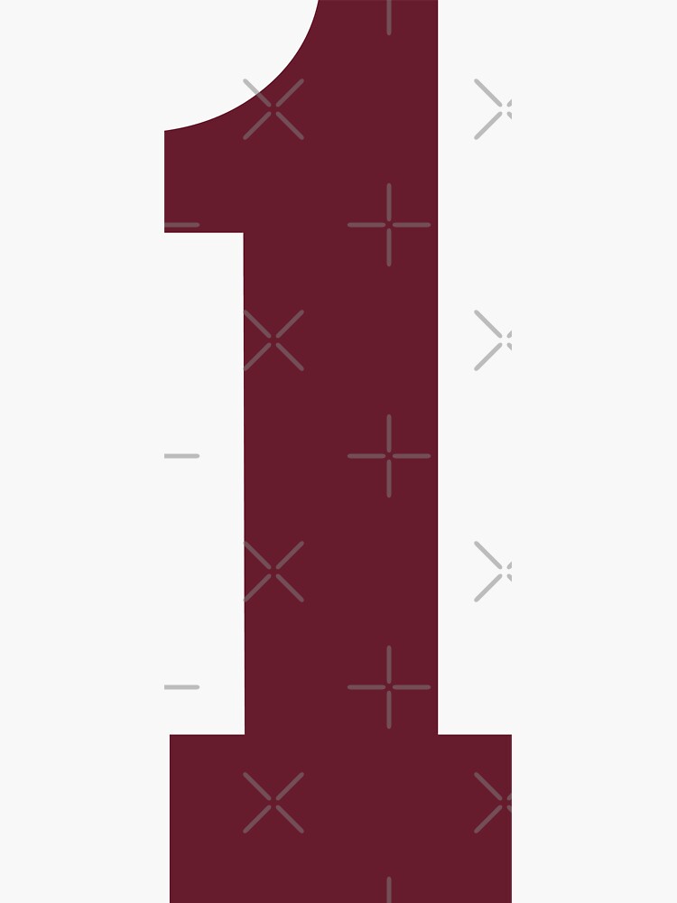 "Number 1, Maroon one, Sports number 1" Sticker for Sale by ...