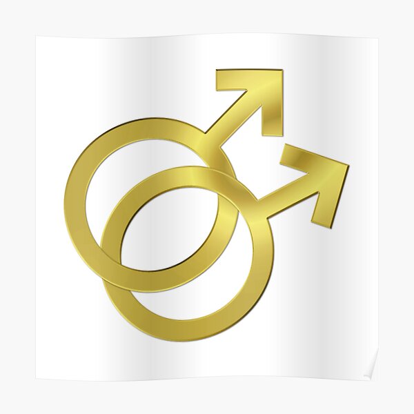 "Two Interlocking Male Symbols (golden design)" Poster for Sale by Gay ...