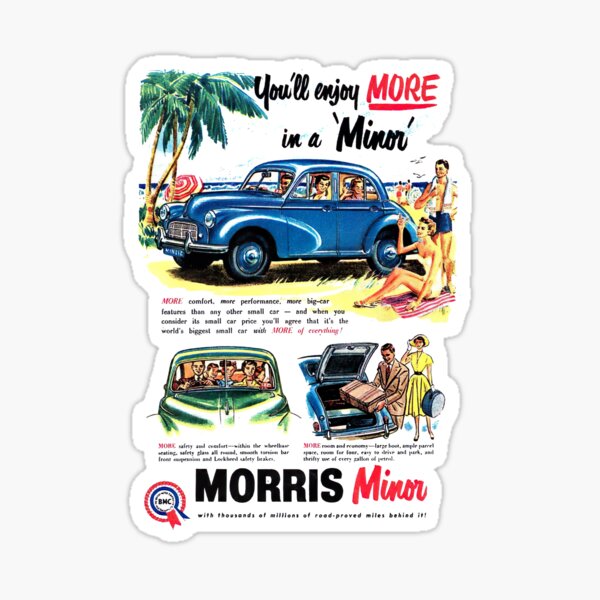 "MORRIS MINOR - ADVERT" Sticker for Sale by ThrowbackM2 | Redbubble