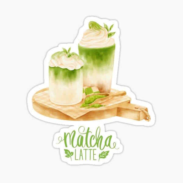 "Matcha latte watercolor illustration" Sticker for Sale by ...