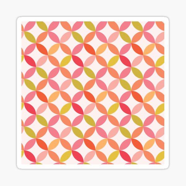 " Classic Mid century modern leaf circle pattern In pink and red ...