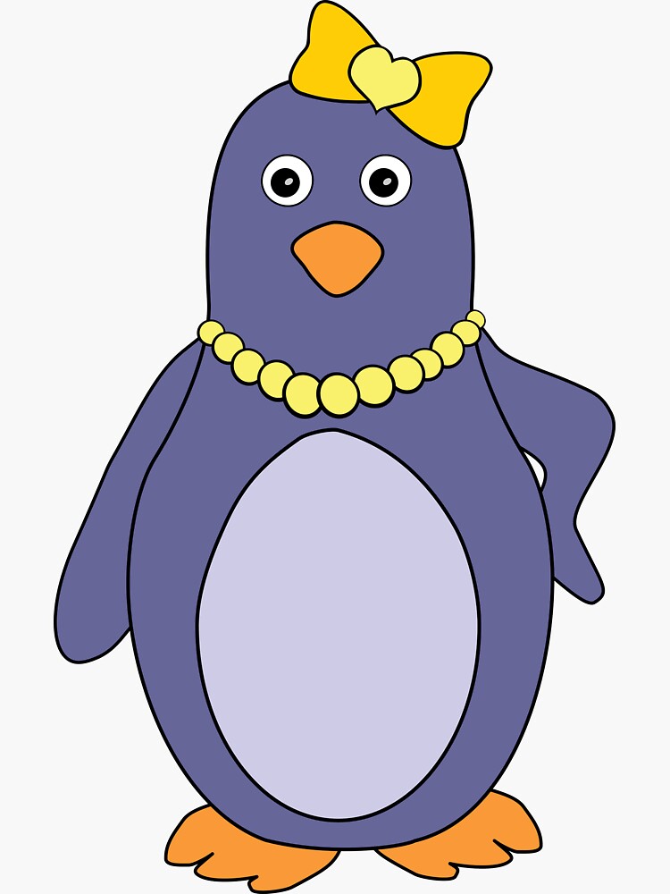 "Lady Penguin With Pearls" Sticker by Bikki | Redbubble