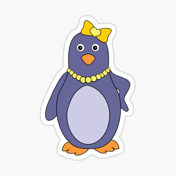 "Lady Penguin With Pearls" Sticker by Bikki | Redbubble