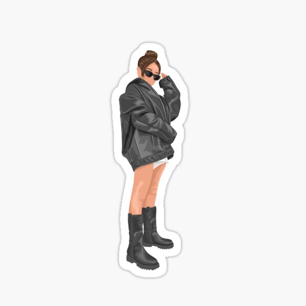 "Influencer in Leather Jacket" Sticker for Sale by Uncapped- | Redbubble