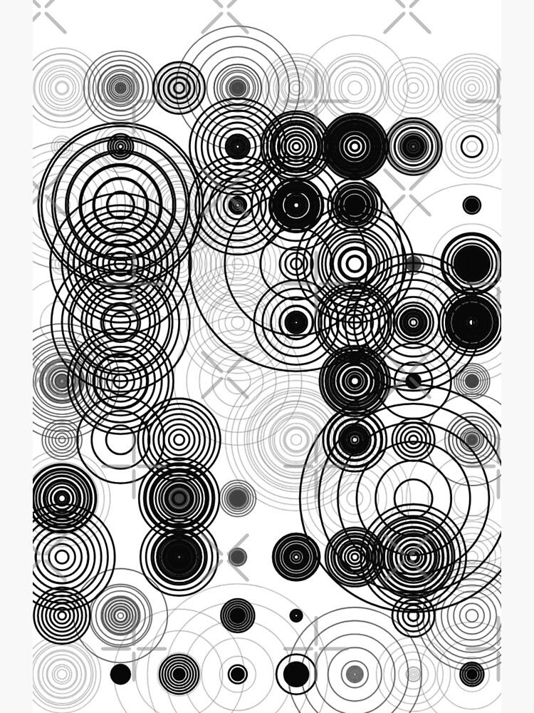 "Wall Art Concentric Circles Dots Digital Art Motif Pattern Black On ...