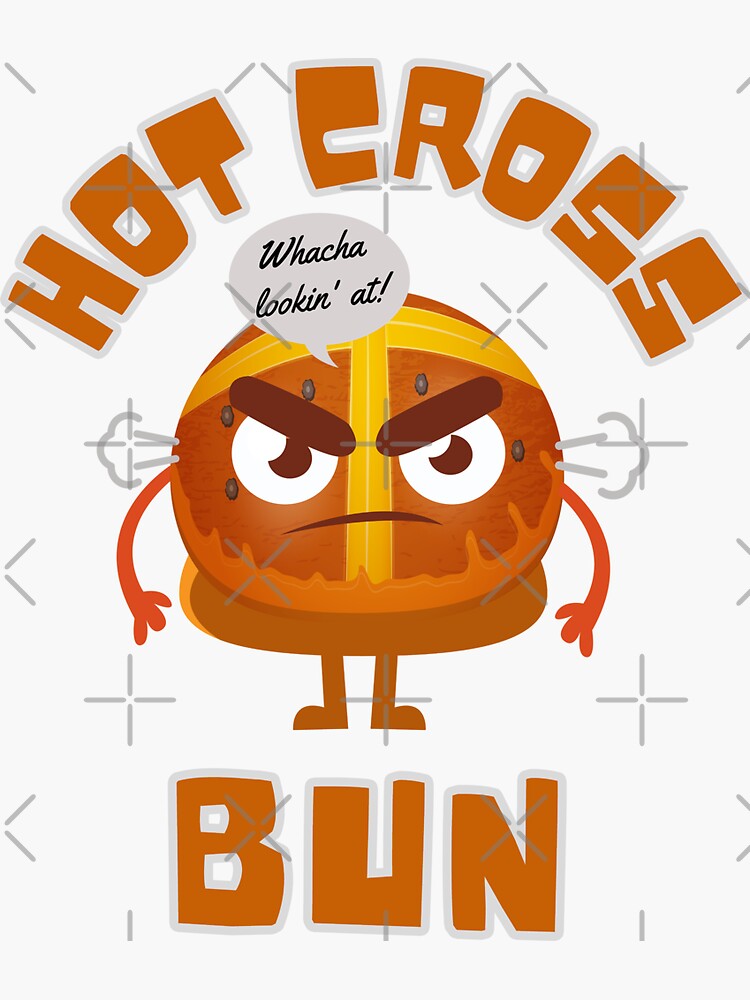 "Angry Hot Cross Bun" Sticker for Sale by my-green-gecko | Redbubble