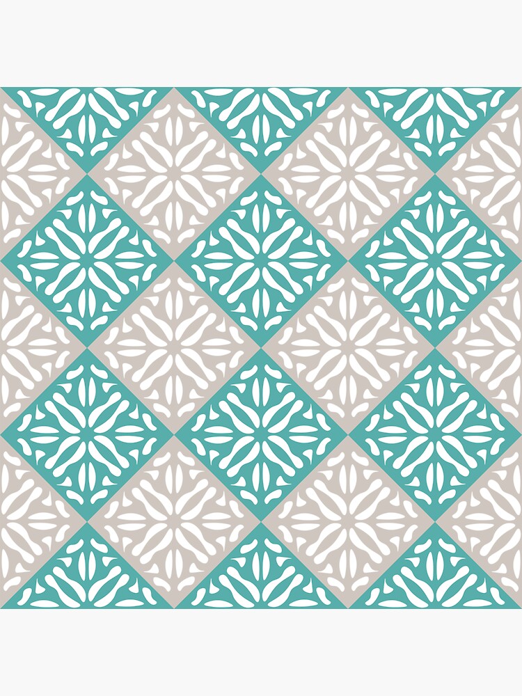 "Porto Tiles Inspired Pattern Light Petroleium and Rose" Sticker for ...