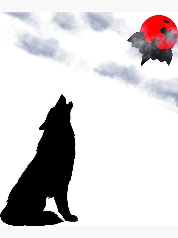 "One Fox Howling At The Red Moon & Bats" Poster for Sale by BeJove ...