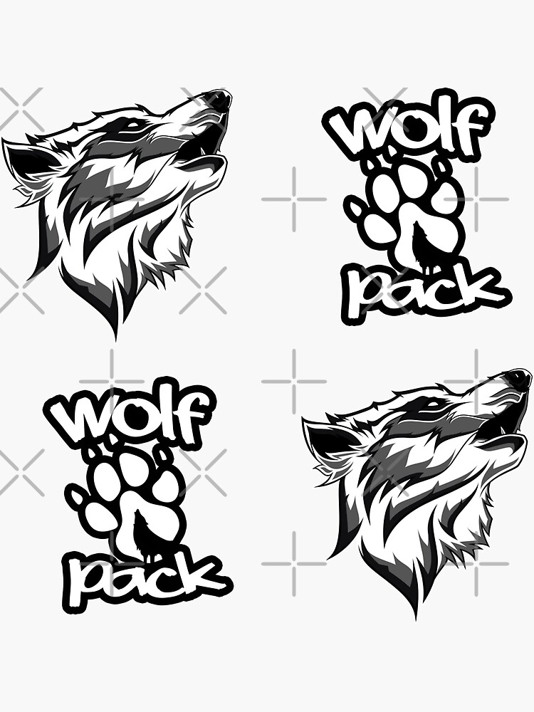 "Howling Wolf - Wolfpack Sticker Pack - Wolves Set of 4 Sticker Bundle ...