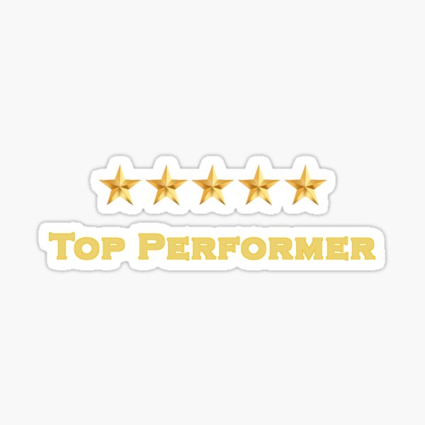 "Top Performer, Five Gold Stars" Sticker for Sale by CEREBRAL-HUMOR ...