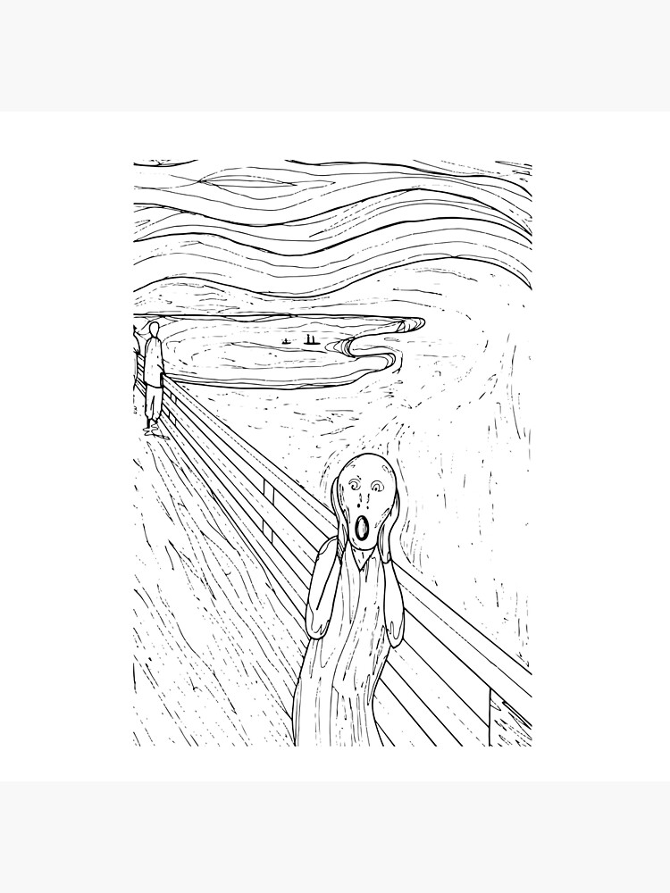 "Minimal Line Art Drawing The Scream by Edvard Munch" Art Print for ...