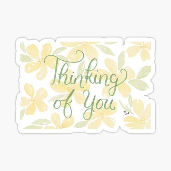 "Sunny Yellow Flowered Watercolor Thinking of You" Sticker for Sale by ...