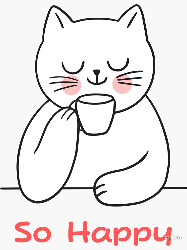 "Cat So Happy" Sticker for Sale by toshito | Redbubble