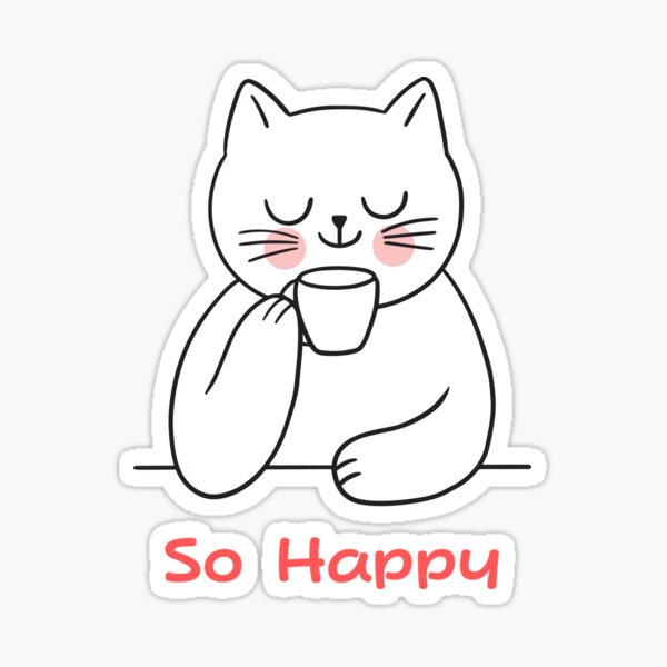"Cat So Happy" Sticker for Sale by toshito | Redbubble