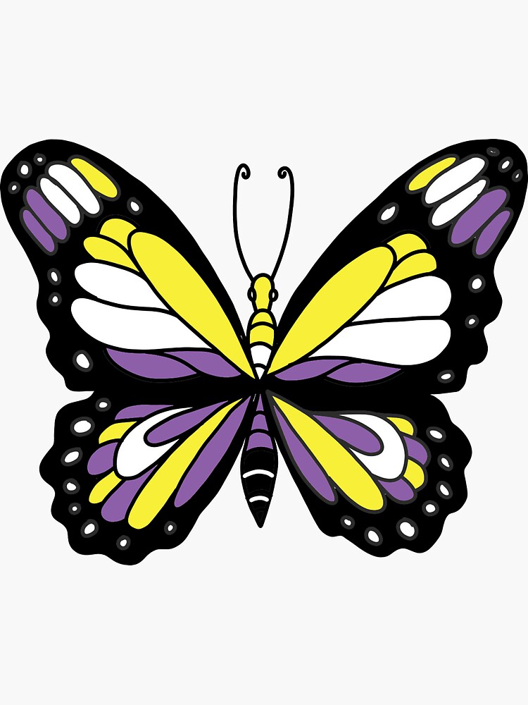 "Pride Butterfly- Non Binary " Sticker by Whitec20 | Redbubble