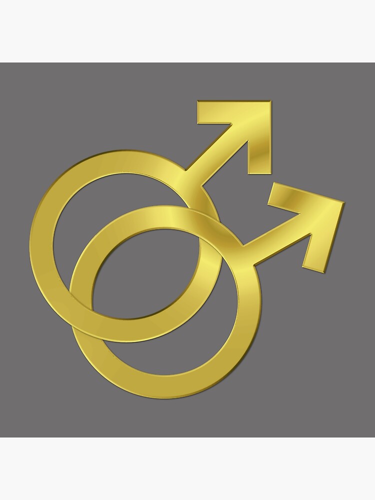 "Two Interlocking Male Symbols (golden design - grey background ...