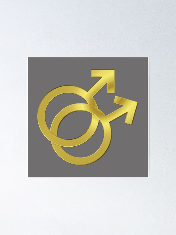"Two Interlocking Male Symbols (golden design - grey background ...