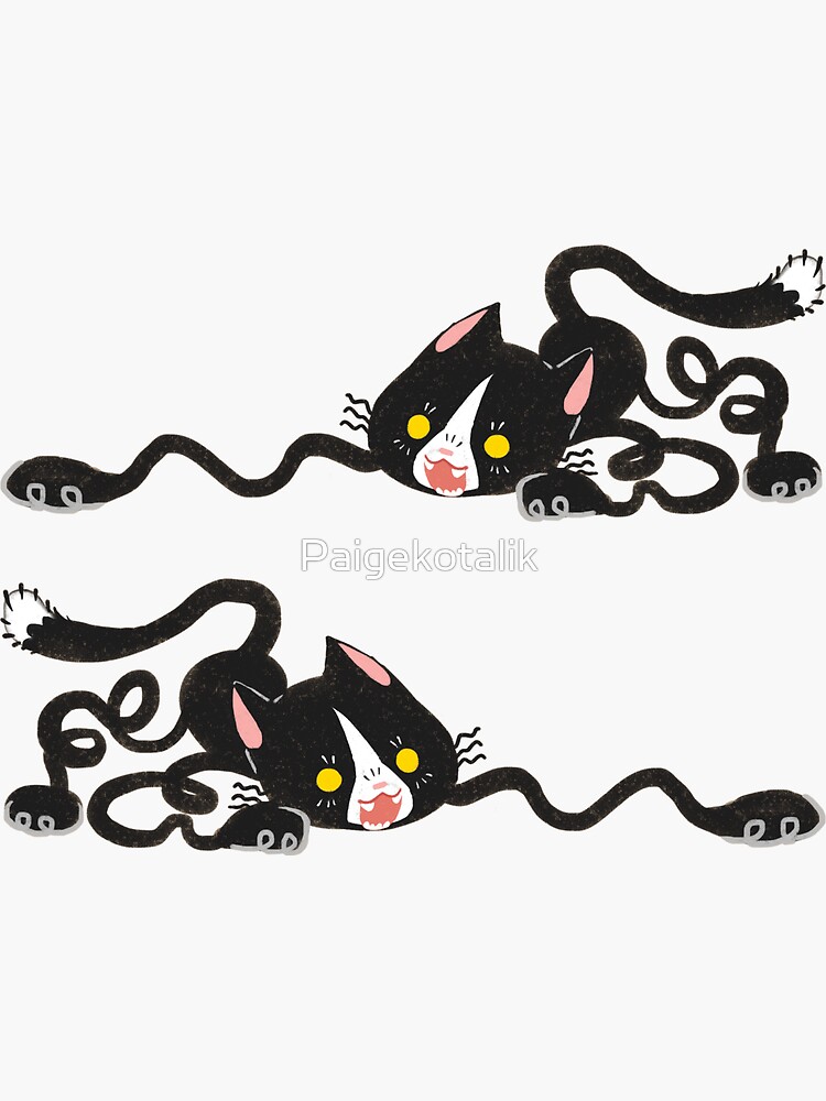 "Squiggle Tuxedo Cat" Sticker by Paigekotalik | Redbubble