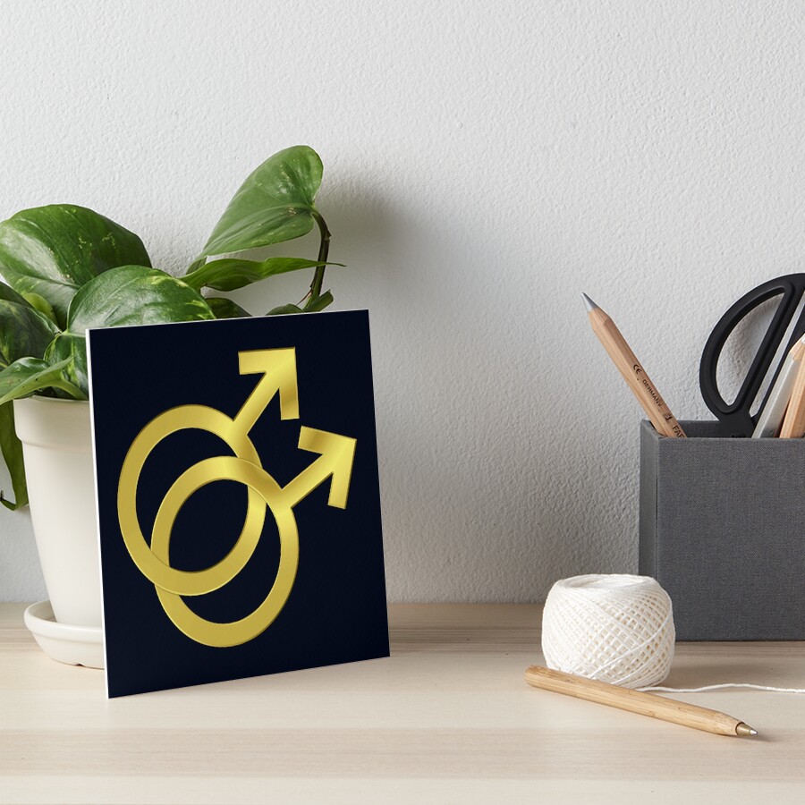 "Two Interlocking Male Symbols (golden design - blue background)" Art ...